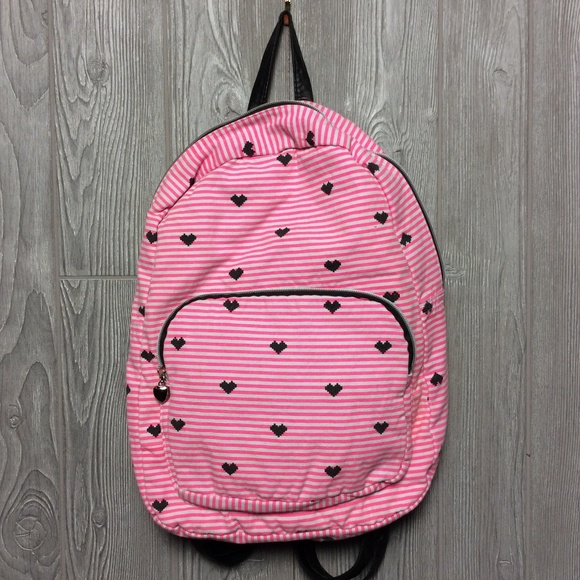 Bags | Nwt Pink And Black Heart Backpack | Poshmark
